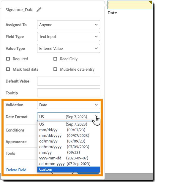 Validations de date personnalisées